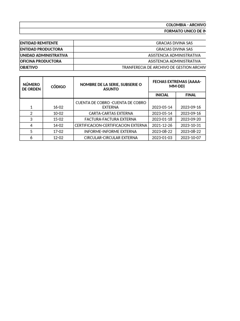 Formato de Inventario Documental Isa | PDF