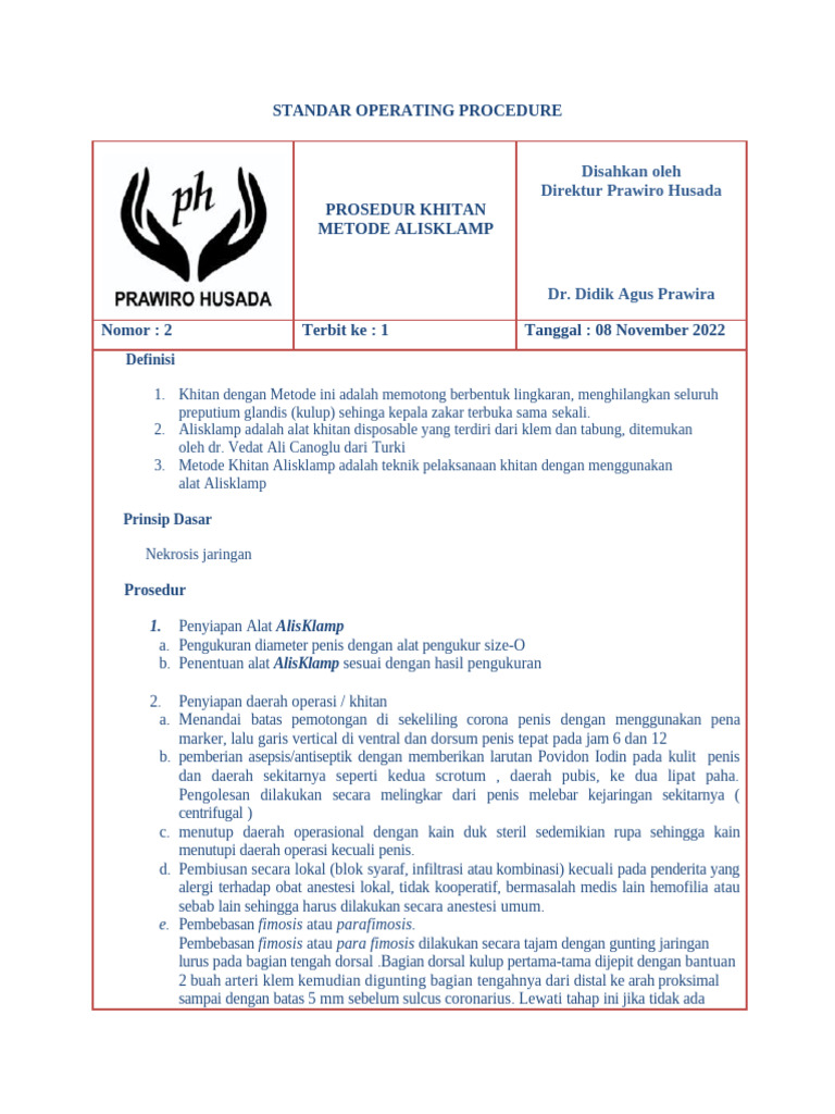 SOP Khitan Alisklamp New | PDF