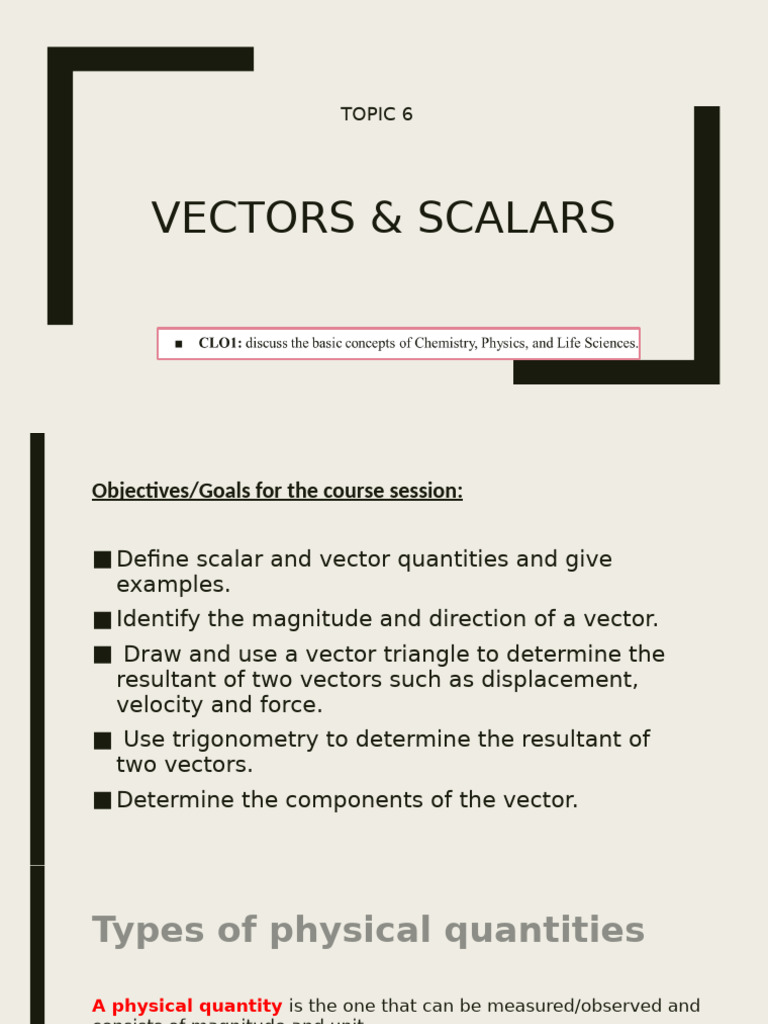 Topic 6. Vectors & Scalars - Lat Updated | PDF