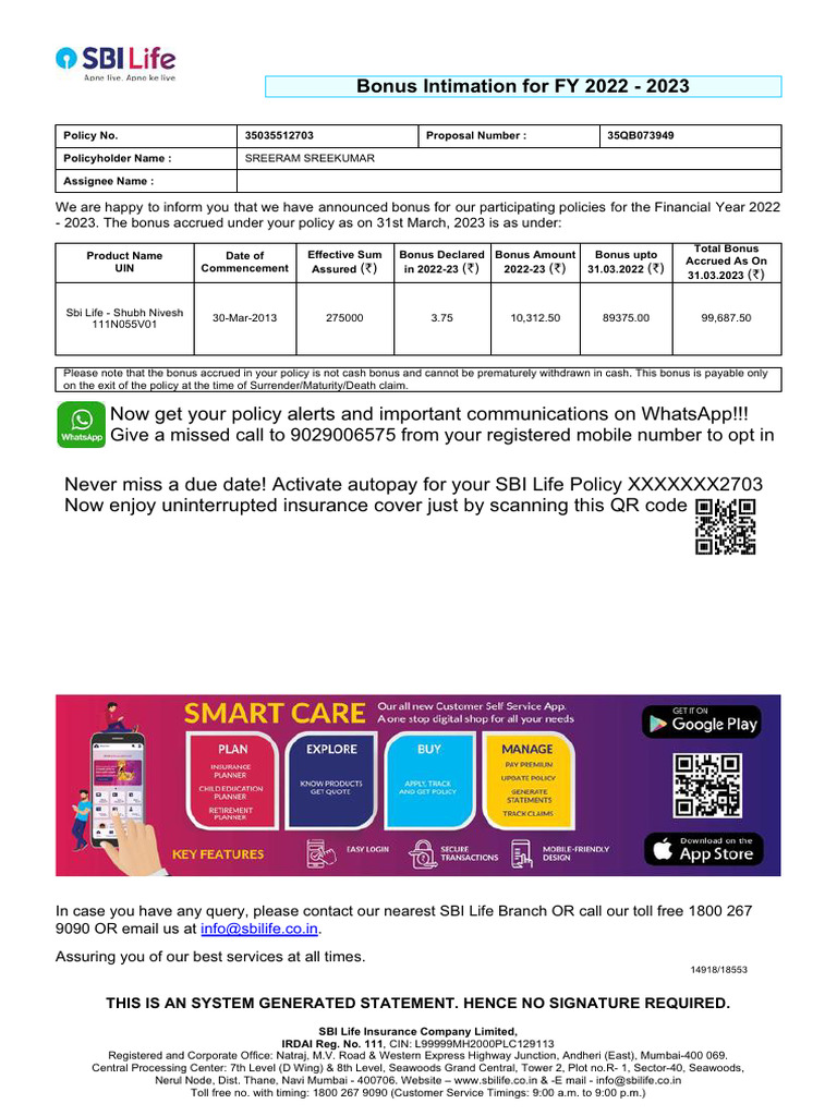 Bonus STMT 35035512703 14917 | PDF | Insurance | Financial Services