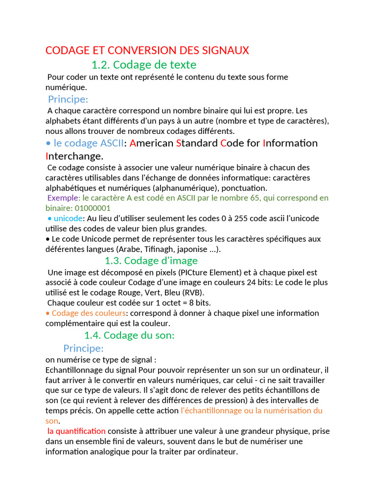 Codage Et Conversion Des Signaux | PDF