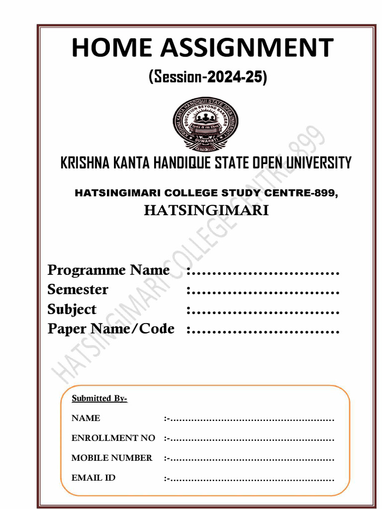 Kk Assignment Front Page | PDF