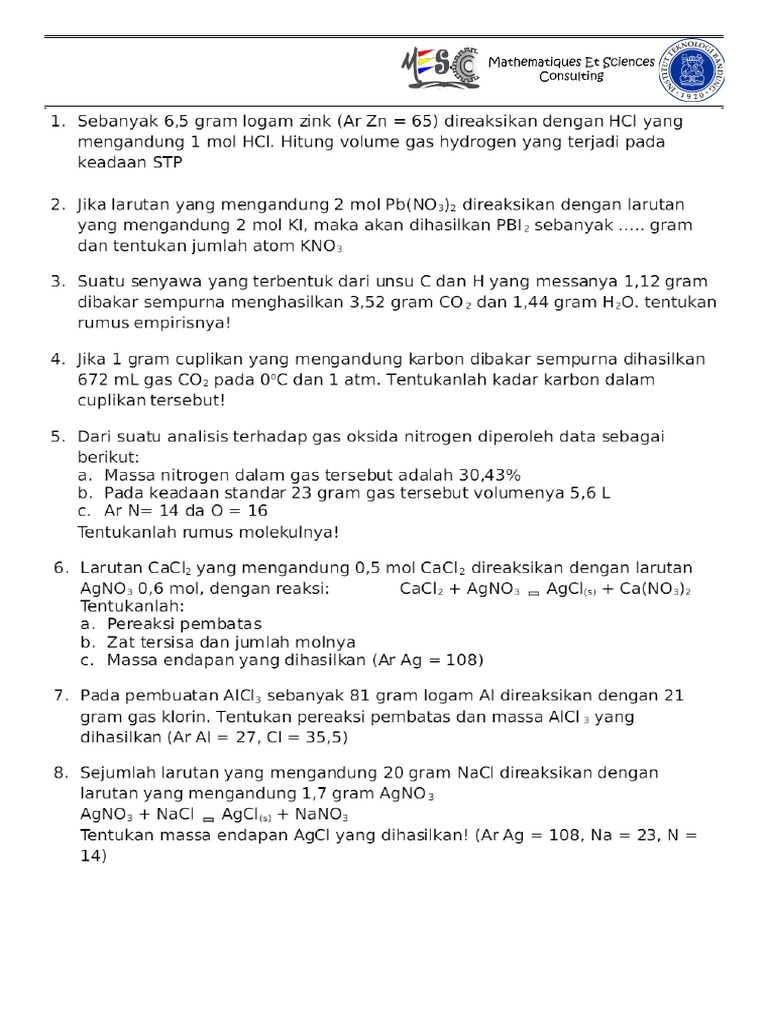 Compile Soal Kimia 10 Sem 2 Essay | PDF