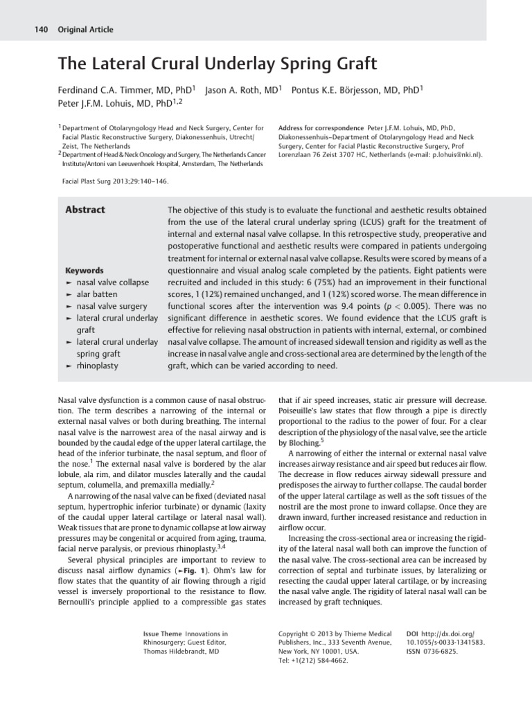 The Lateral Crural Underlay Spring Graft | PDF