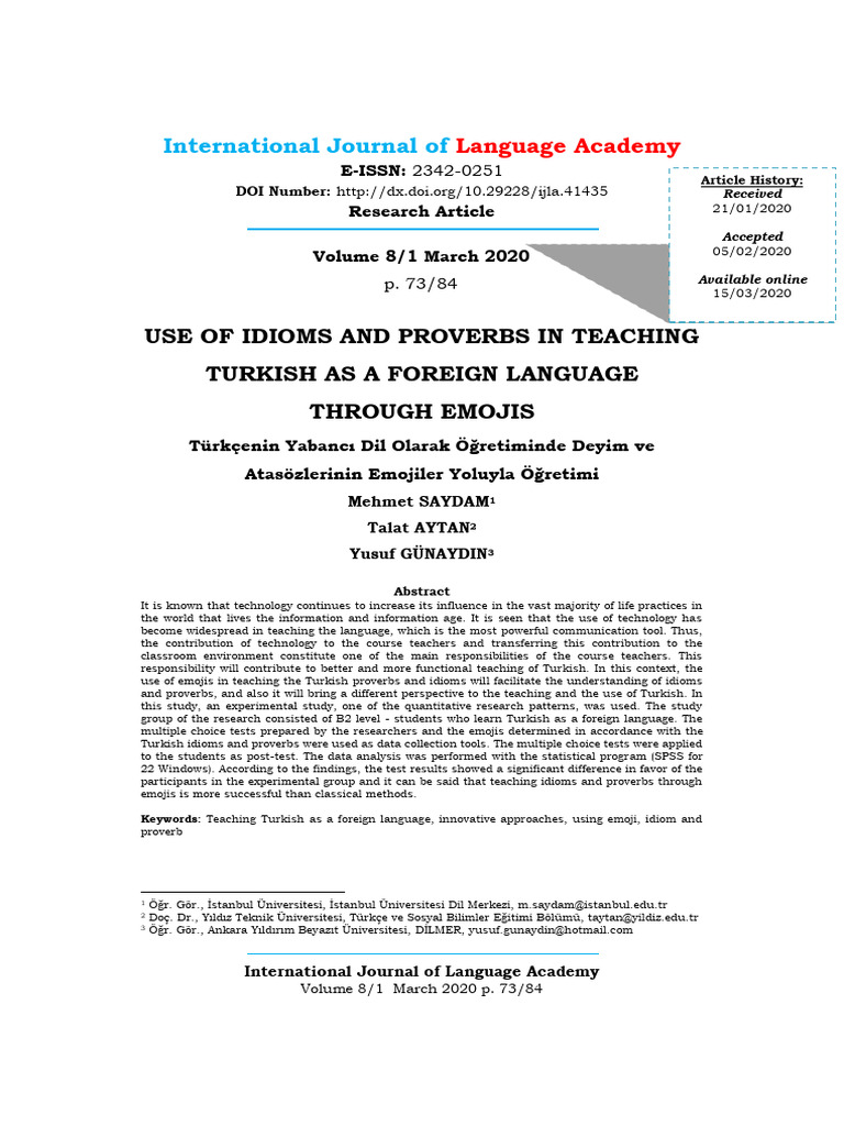 Use of Idioms and Proverbs in Teaching T | PDF | Proverb | Language Arts & Discipline