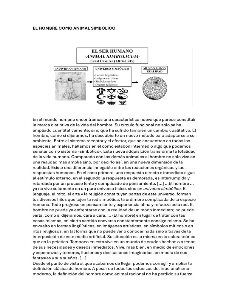 El Hombre Como Animal Simbólico | PDF | Los símbolos | Pensamiento