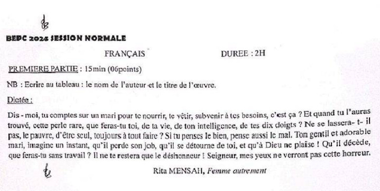 Epreuve Bepc 2024 Dictee | PDF