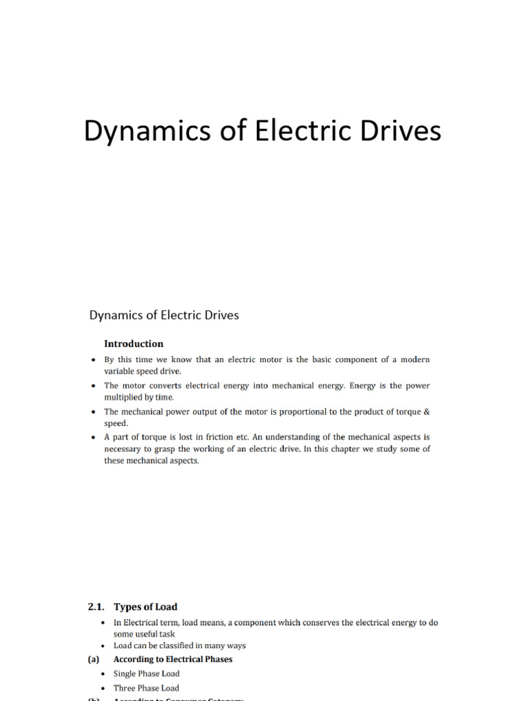 Dynamics of Electric Drives | PDF