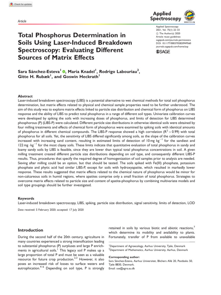 Sanchez Esteva Et Al 2020 Total Phosphorus Determination in Soils Using ...
