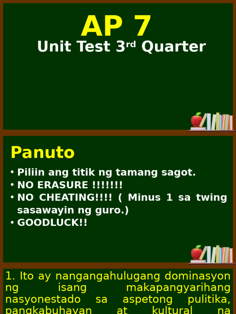 Unit Test 3rd Quarter Ap 7 | PDF