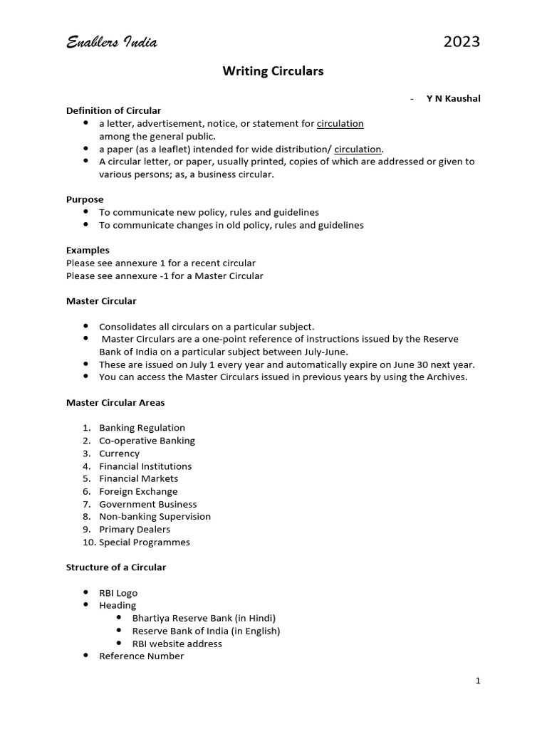 COM2605 Writing Circulars | PDF | Reserve Bank Of India | Human Communication