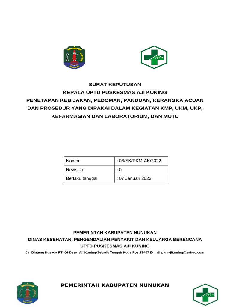 1.2.2 B SK PENETAPAN, PEDOMAN, PANDUAN, KERNGKA ACUAN DAN PROSEDUR YANG DI PAKAI DALAM KEGIATAN ...