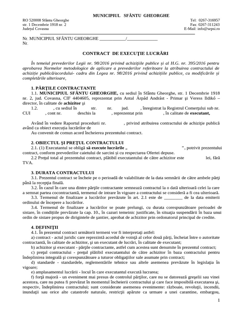 Model Contract Lucrari Ramase de Ex Parc Cart Ciucului | PDF