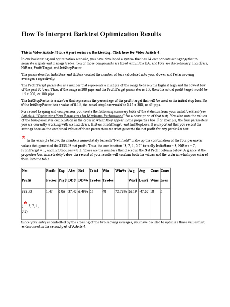 How To Interpret Backtest Results | PDF | Moving Average | Mathematical ...