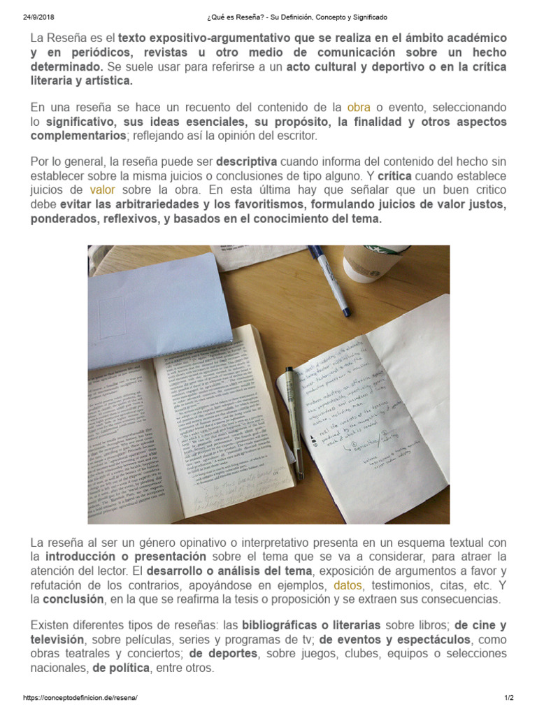 ¿Qué Es Reseña - Su Definición, Concepto y Significado | PDF