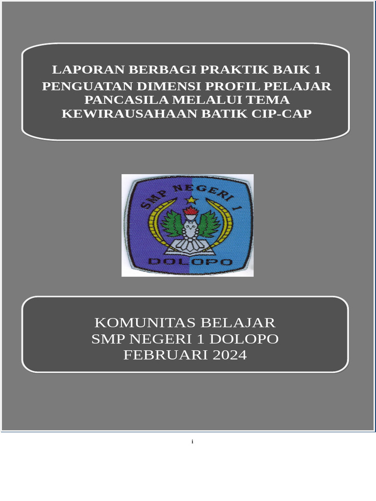 Laporan Praktik Baik 1 Bagian Depan | PDF