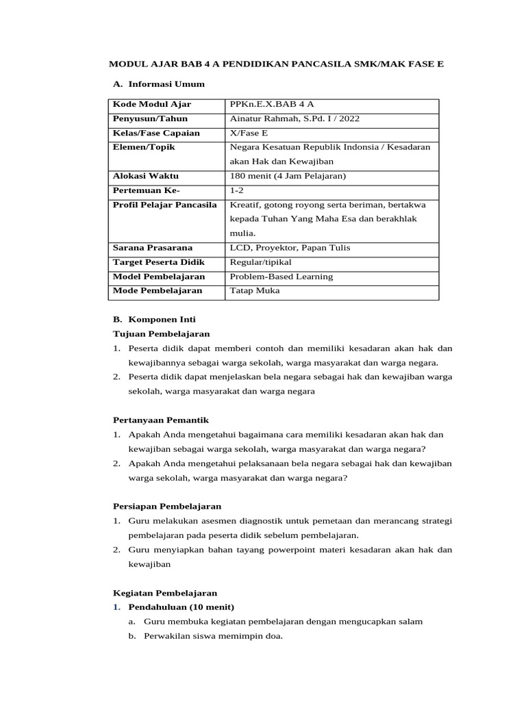 Modul Ajar Pend Pancasila Nkri | PDF