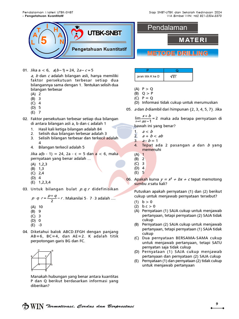 Modul PM SNBT 2024 Pengetahuan Kuantitatif - SET 5 | PDF