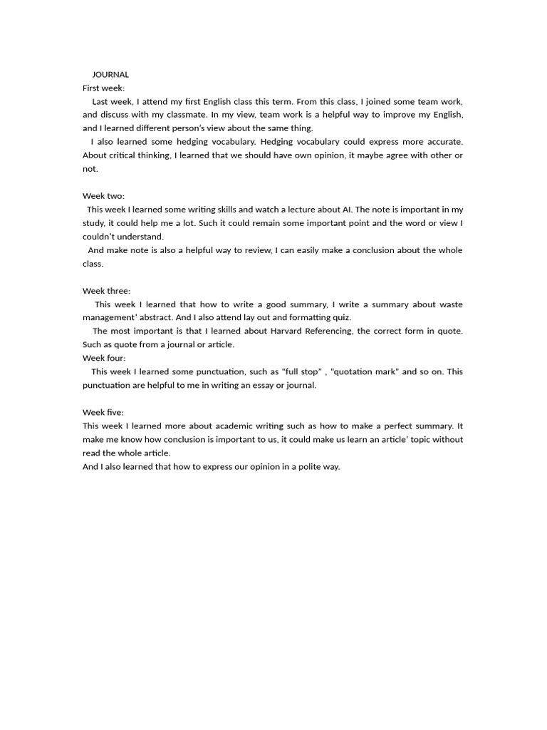 Academic Writing JOURNAL | PDF