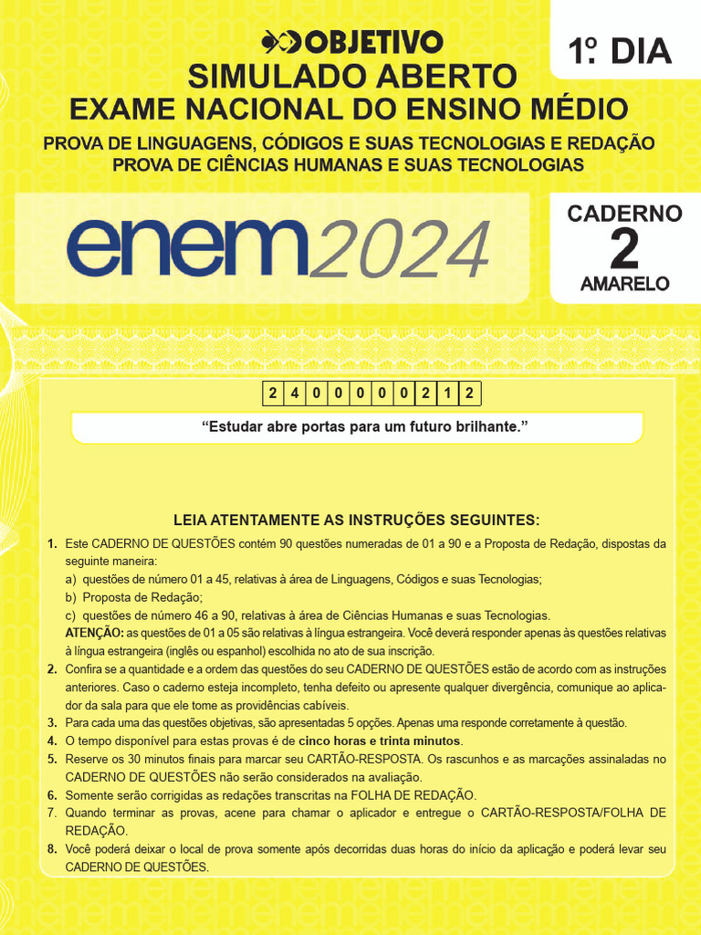 Simulado Enem 1dia Prova | PDF