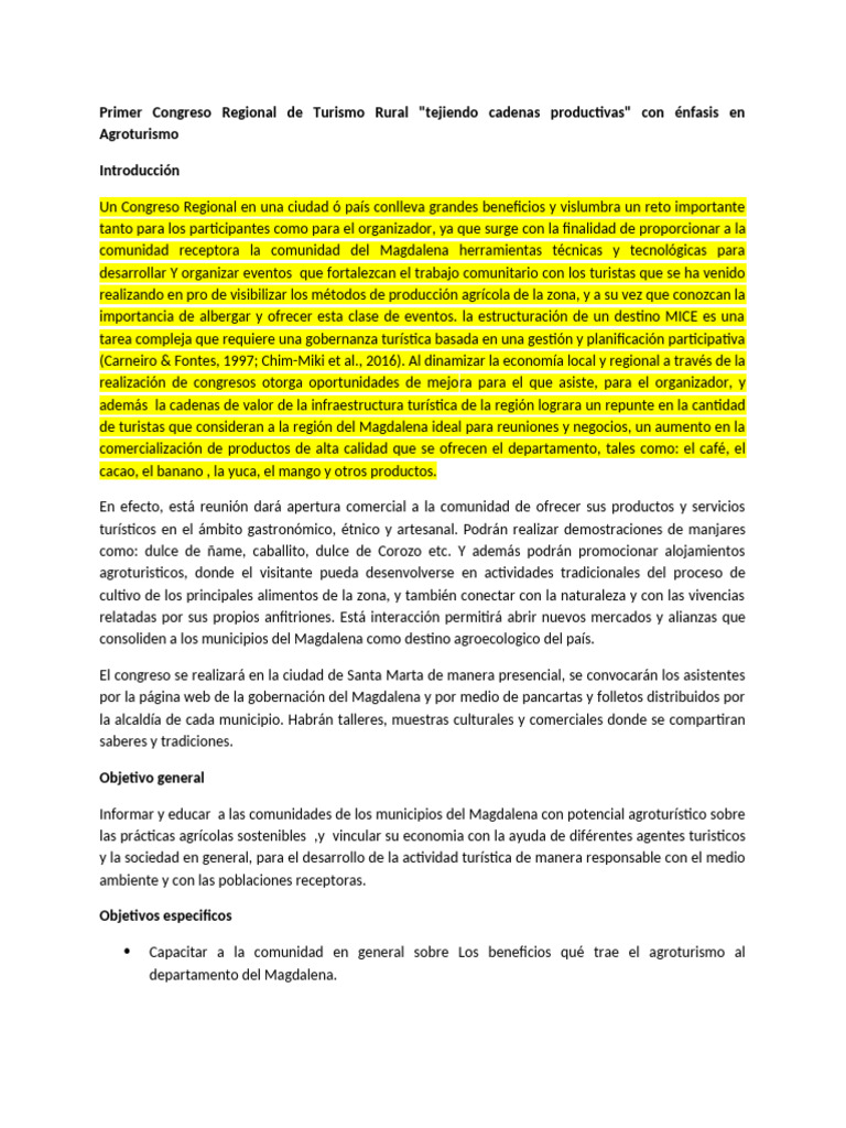 Congreso Regional - Turismo Rural con enfasis en Agroturismo | PDF Congreso Regional - Turismo Rural con enfasis en Agroturismo | PDF