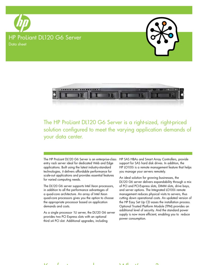 HP Proliant Dl120 g6 | PDF | Hewlett Packard | Server (Computing)