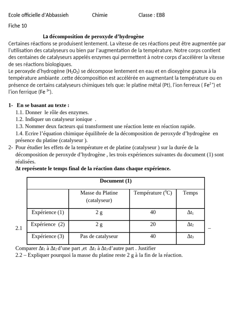 Fiche 10 EB8 | PDF