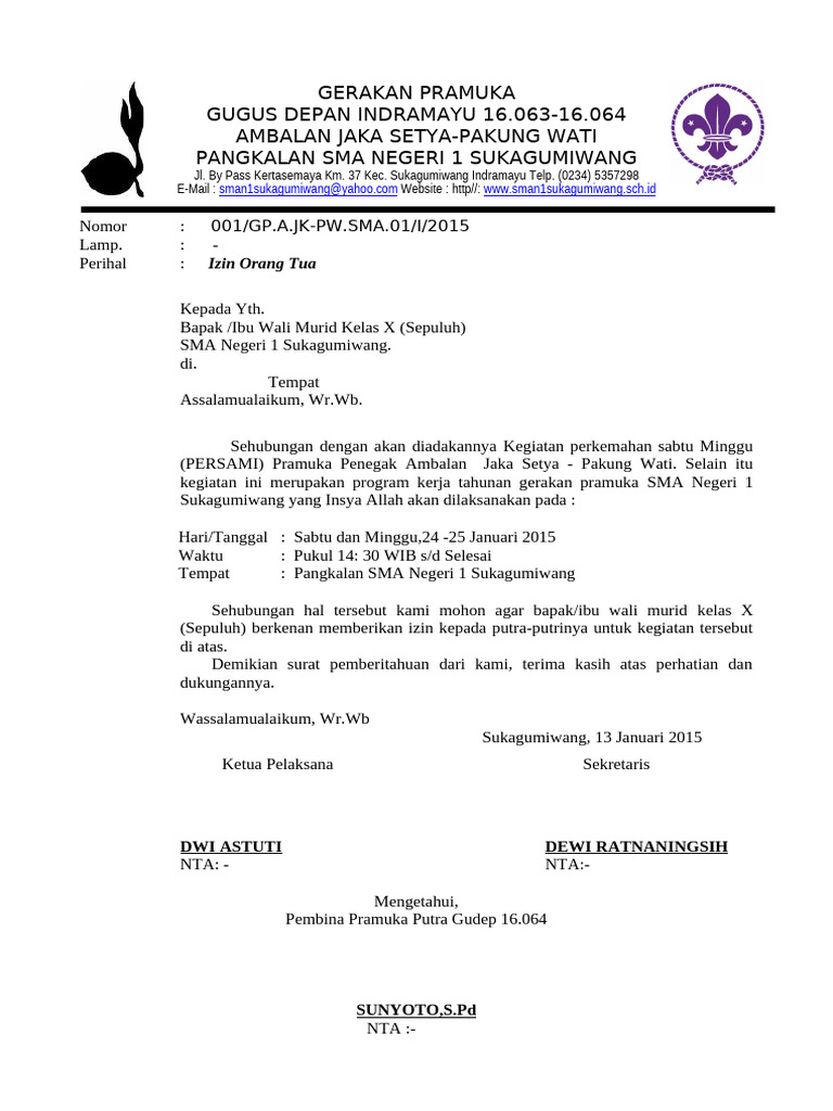 Surat Izin Persami New | PDF