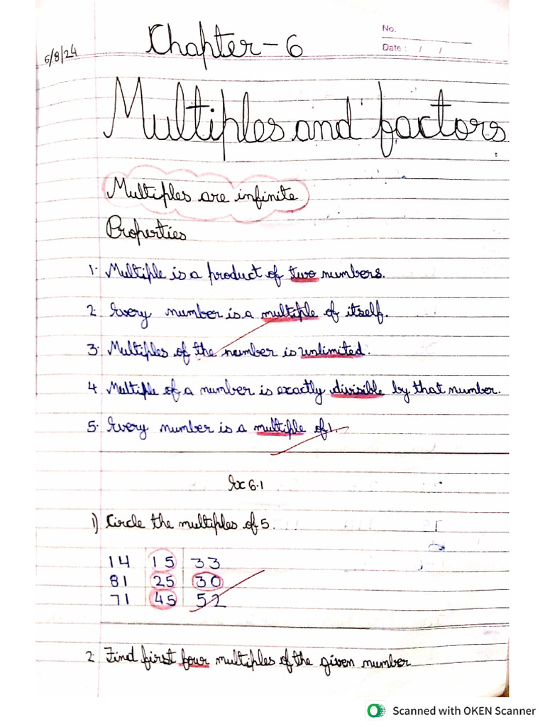 Maths Chapter 6 Multiple and Factors | PDF
