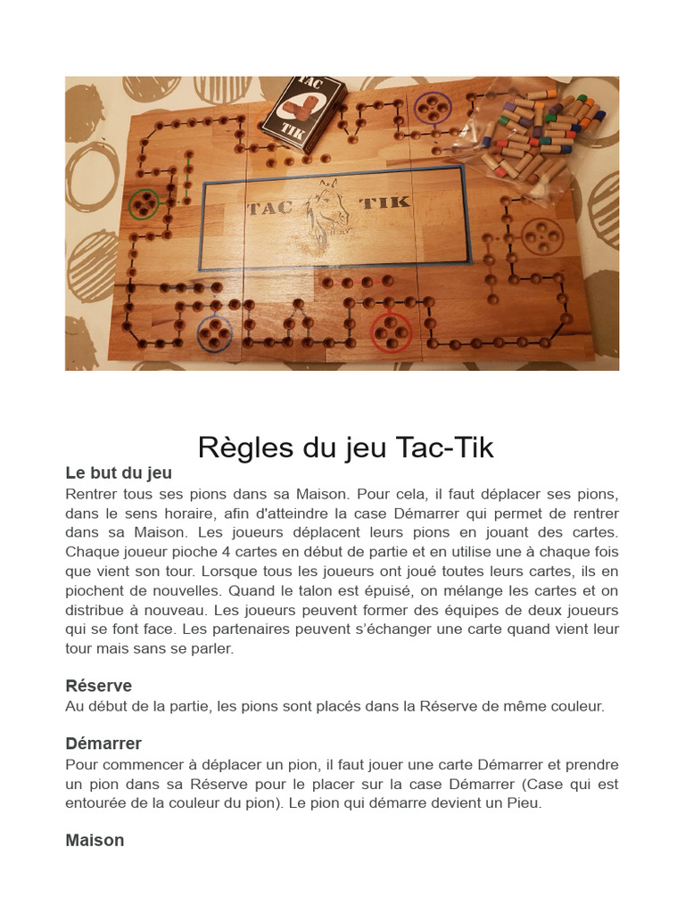 Regles Tac Tik | PDF