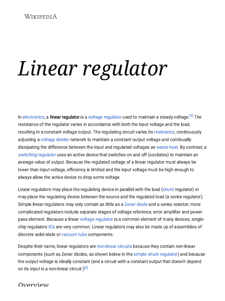 Linear Regulator - Wikipedia | PDF