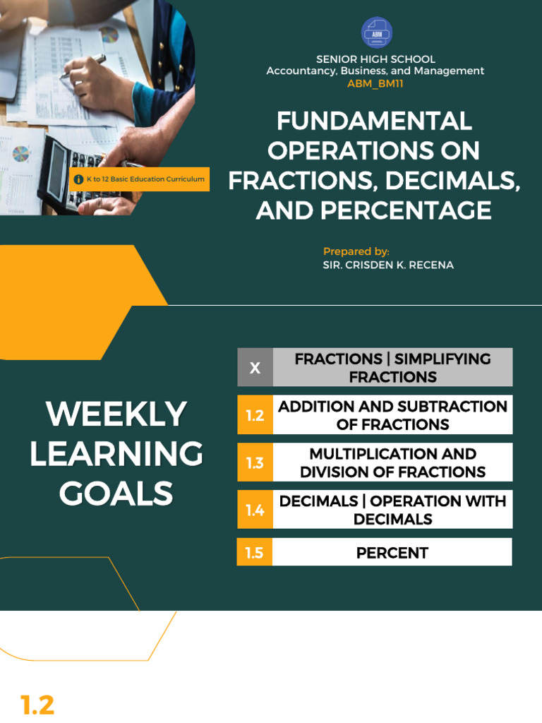 Week 1 Business Math 2 Addition and Subtraction of Fractions | PDF
