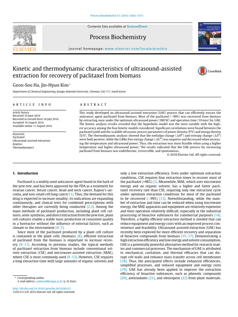 Kinetic and Thermodynamic Characteristics of Ultrasound-Assisted ...