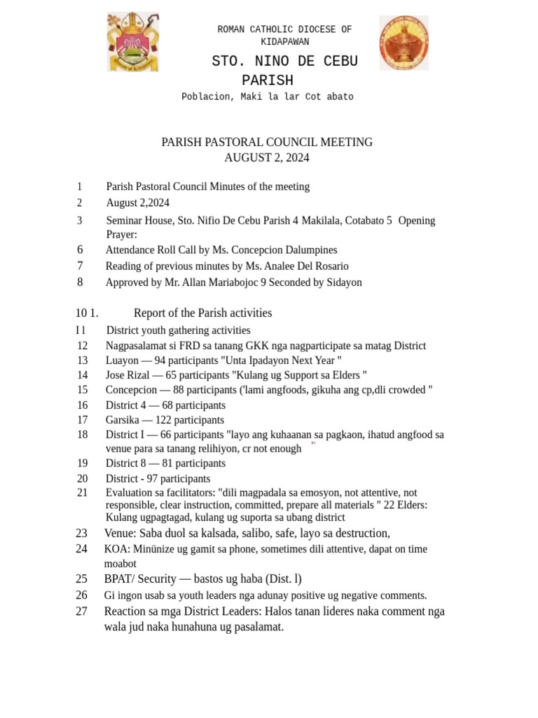 Parish Pastoral Council Meeting | PDF