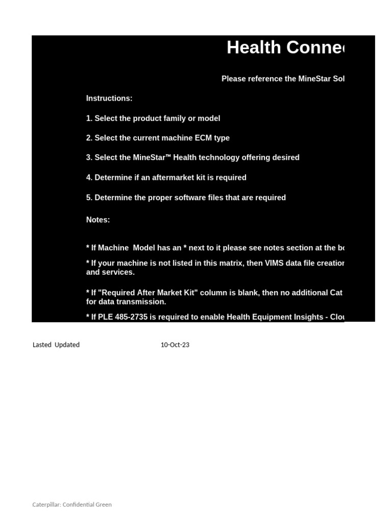 MineStar Health Connectivity Matrix | PDF