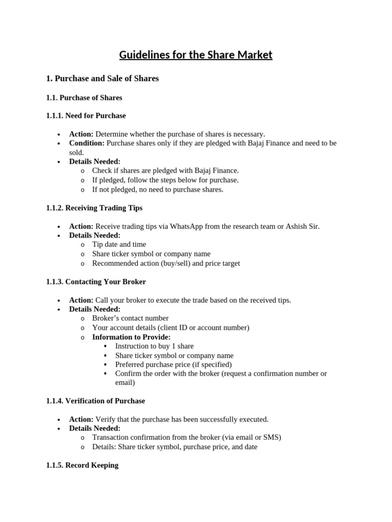Guidelines For The Share Market | PDF