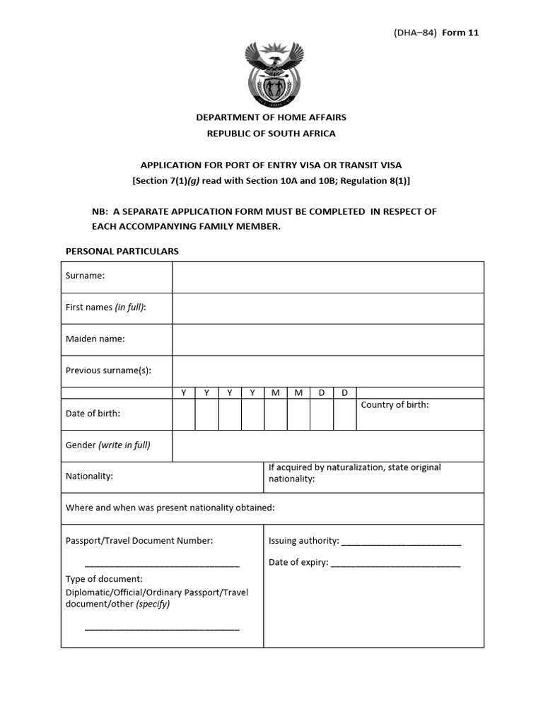 Visitors Visa Form DHA 84 | PDF