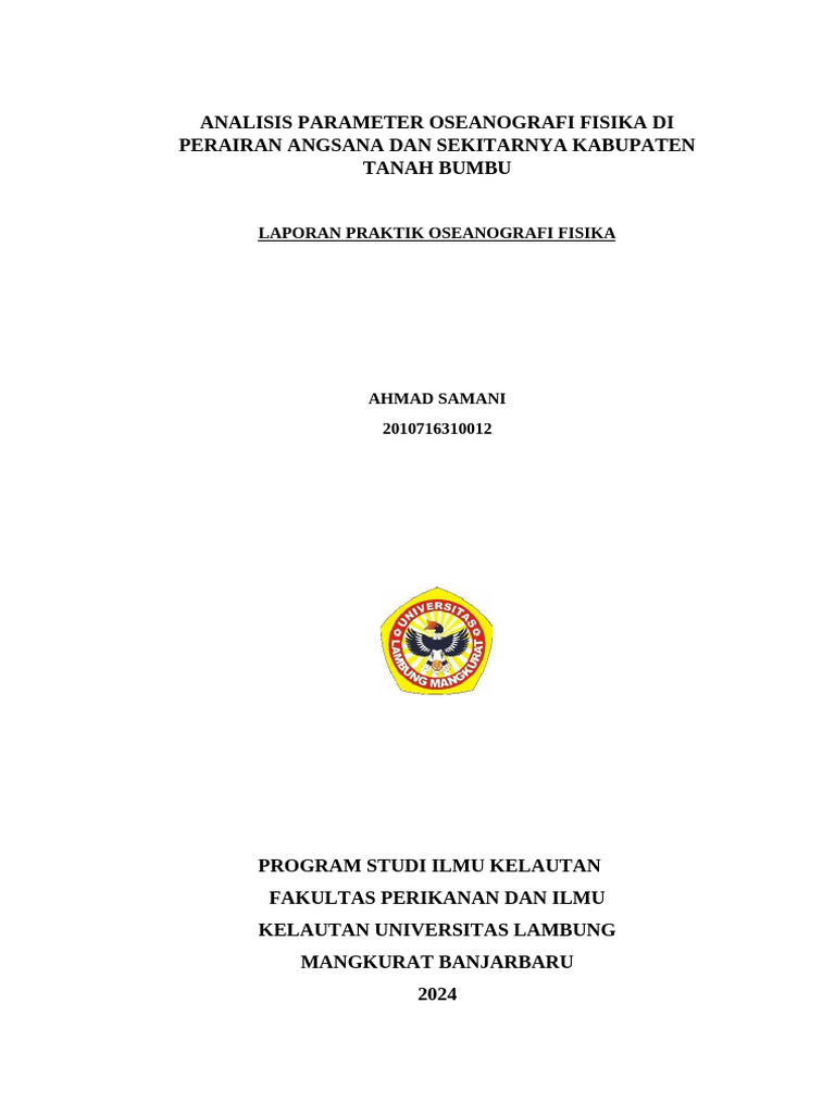 Aldi Setiawan - Laporan Oseonografi Fisika | PDF