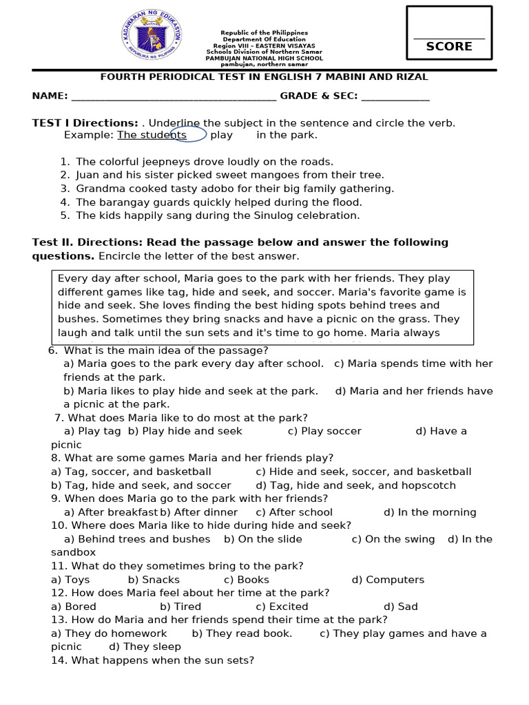 4TH Periodical Test Scale | PDF