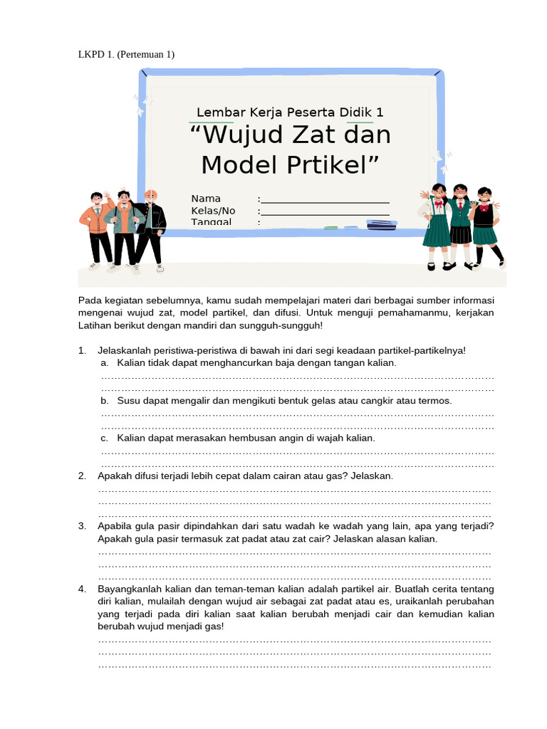 LKPD 2-1. Wujud Zat Dan Model Partikel | PDF