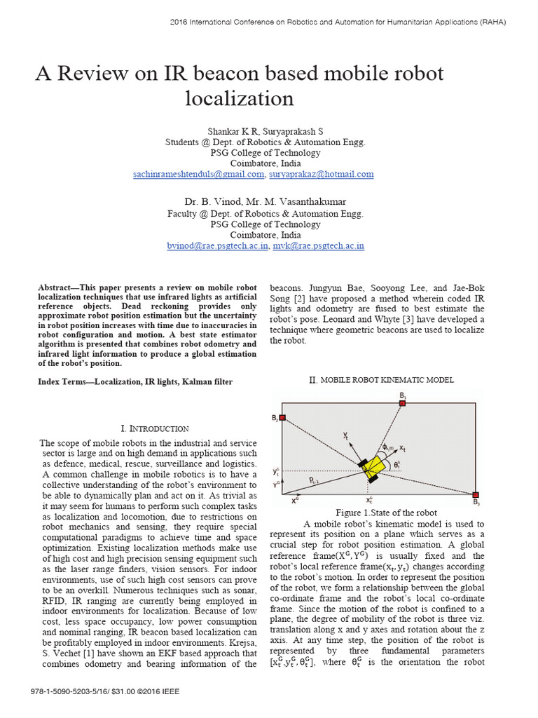A Review On IR Beacon Based Mobile Robot Localization | PDF