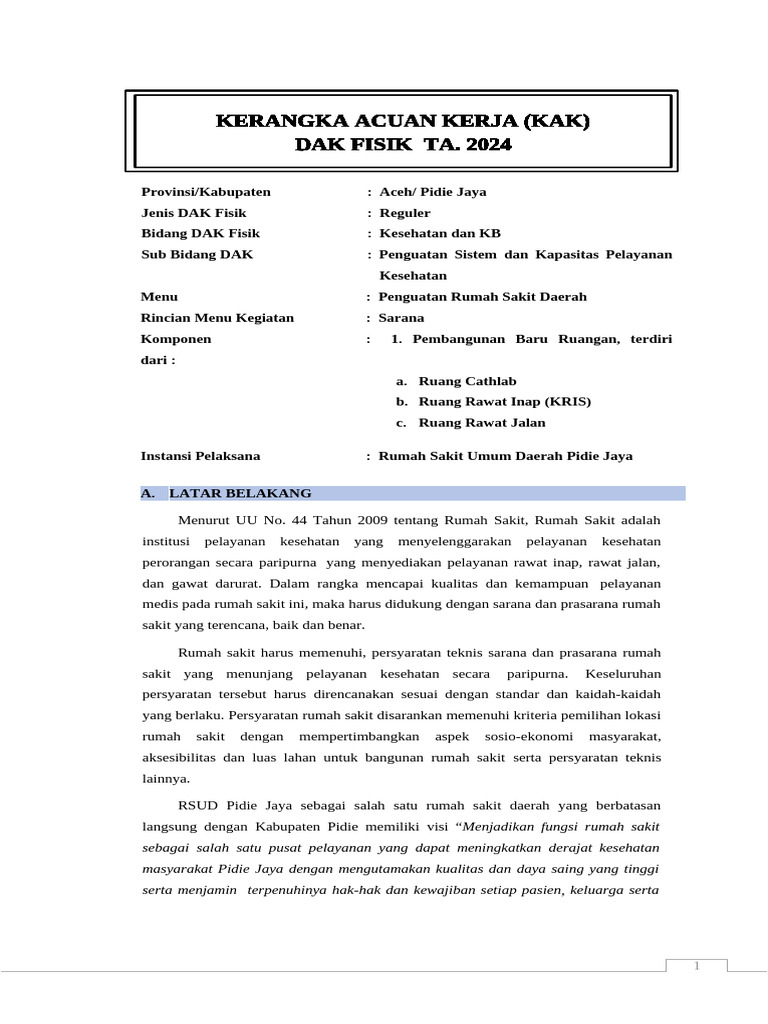 TOR Usulan SARANA DAK 2025 | PDF
