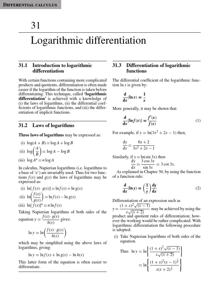 Logarithmic Differentiation | PDF | Function (Mathematics) | Logarithm