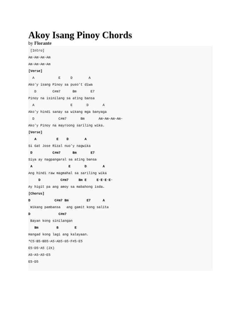 Akoy Isang Pinoy Chords | PDF