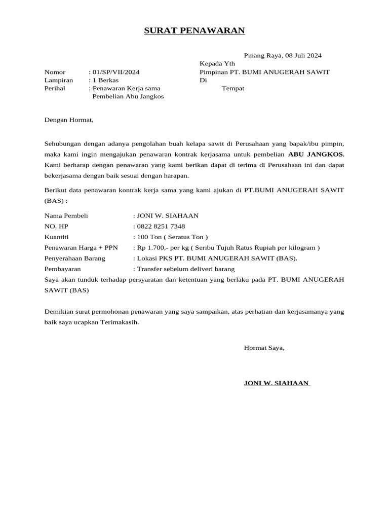 Surat Penawaran | PDF