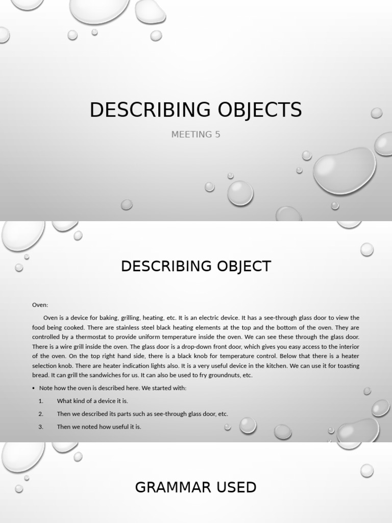 Meeting 5 - Describing Object | PDF