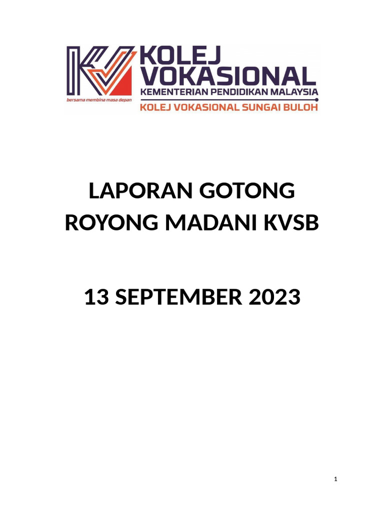 Laporan Gotong Royong Madani KVSB | PDF