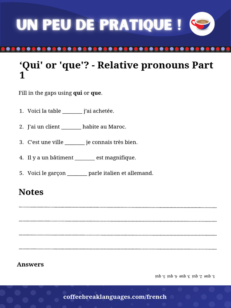 Qui - Que Worksheet | PDF