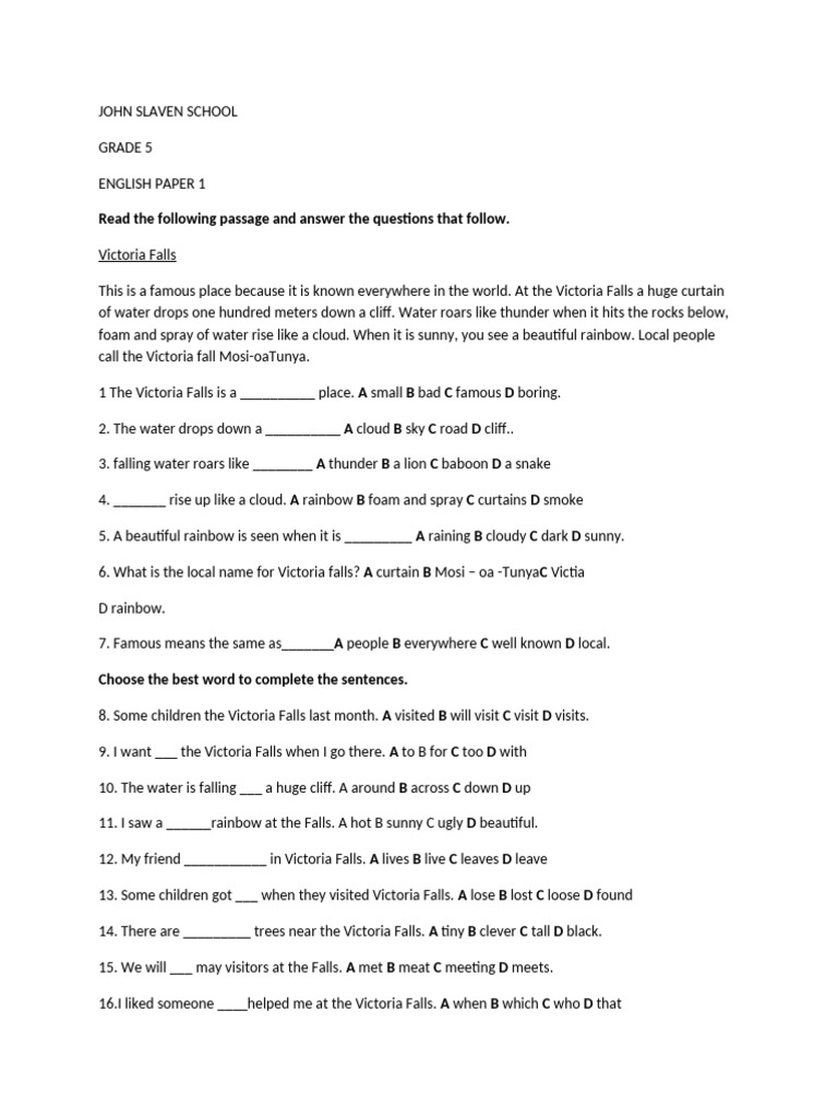 English Paper 1 | PDF