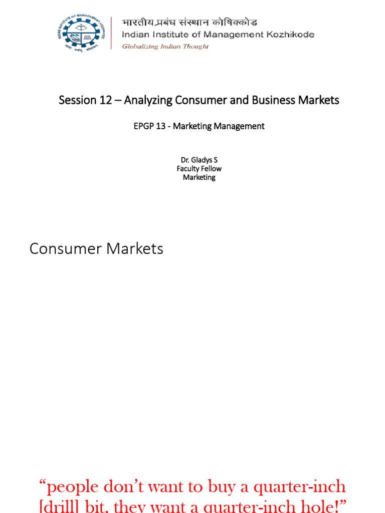 Session 12 - Analyzing Consumer and Business Markets | PDF